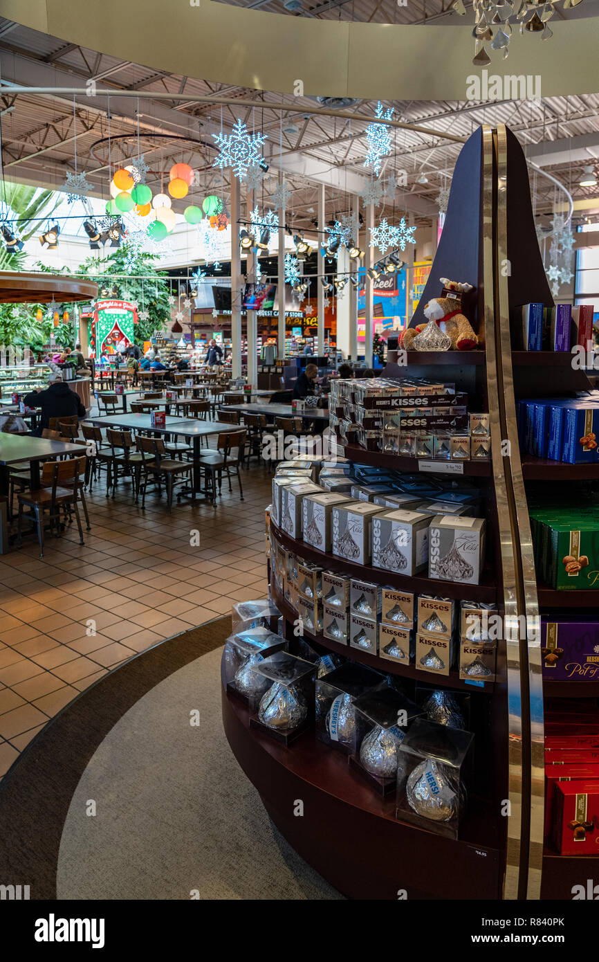Hershey, PA, USA - December 11, 2018: Inside Chocolate World, there are ...