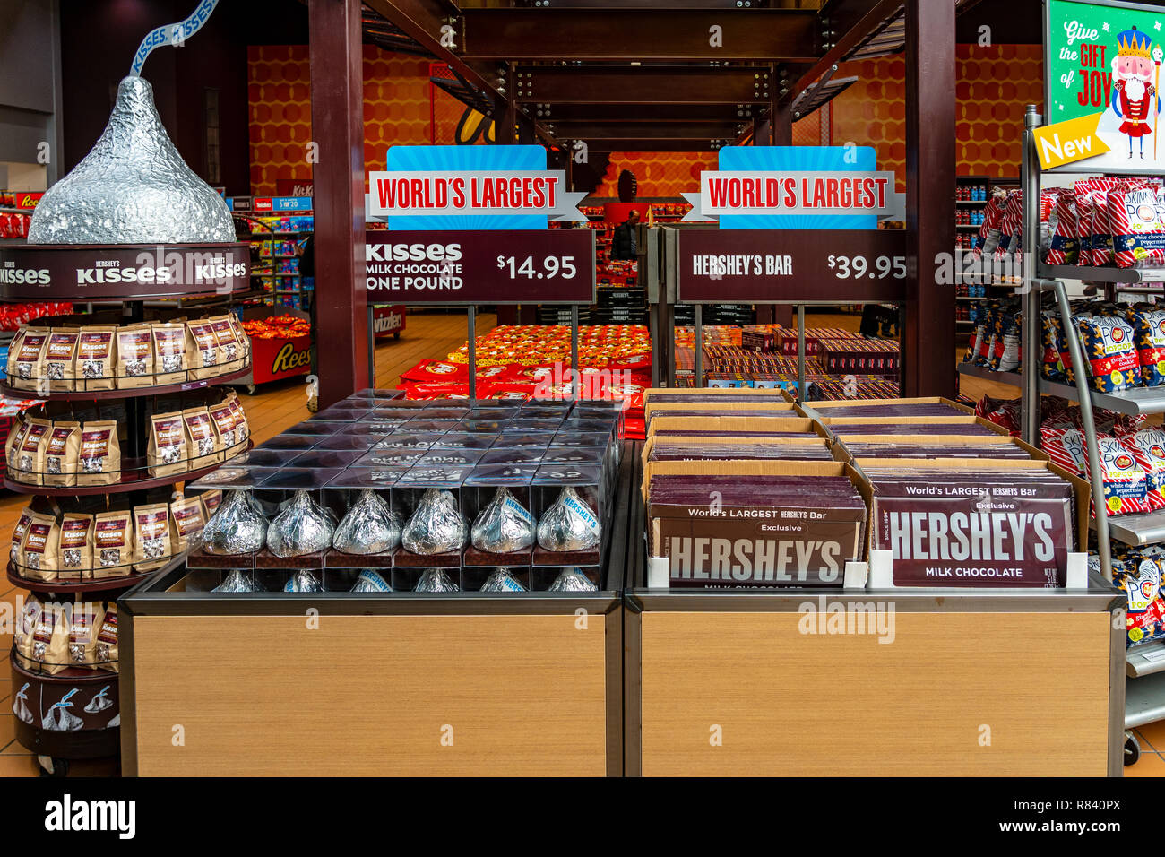 Hershey, PA, USA - December 11, 2018: Candy is offered for sale to ...