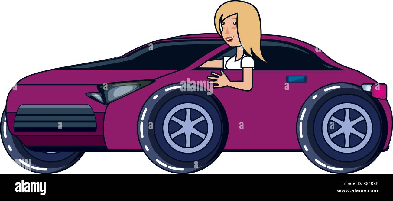Lady driving a car Stock Vector Images - Alamy