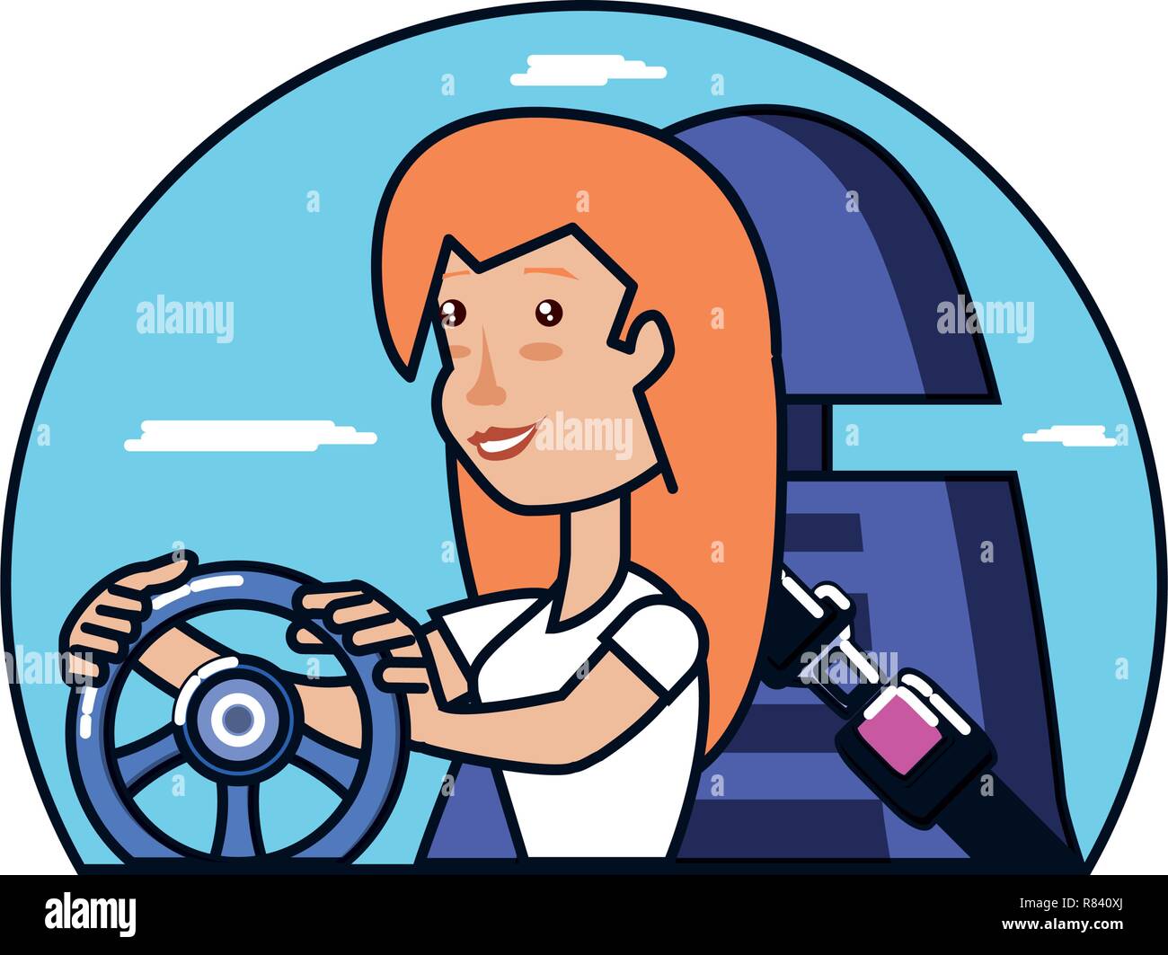 Lady driving a car Stock Vector Images - Alamy