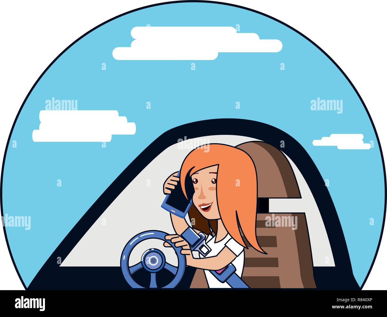 Lady driving a car Stock Vector Images - Alamy