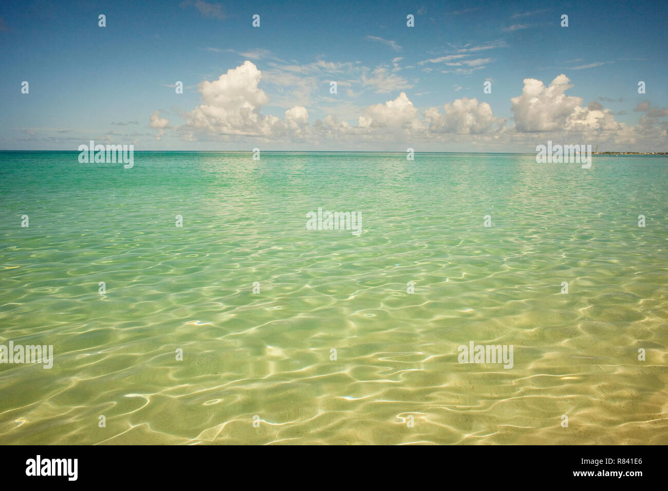 Waterscape of a calm rippling ocean under a blue sky Stock Photo - Alamy
