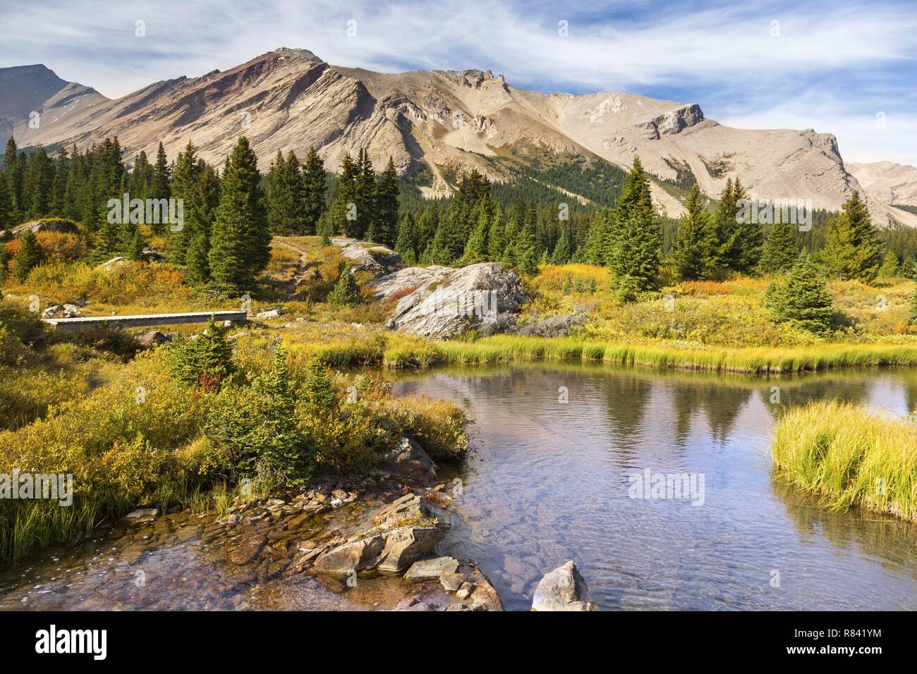 Pipestone Mountain Peak Scenic Landscape View. Red Deer Lakes Valley ...