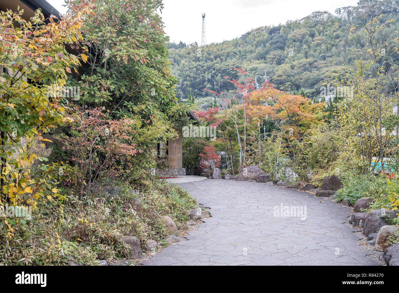 Chinoike Jigoku (Blood Pond Hell) pond in autumn, which is one of the ...