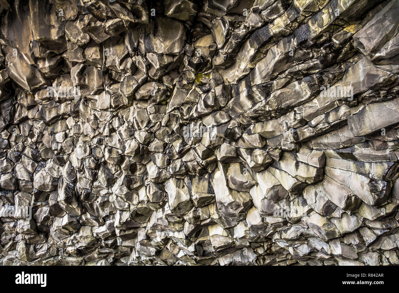 Reynisfjara Beach - small cave with stone formations Stock Photo - Alamy