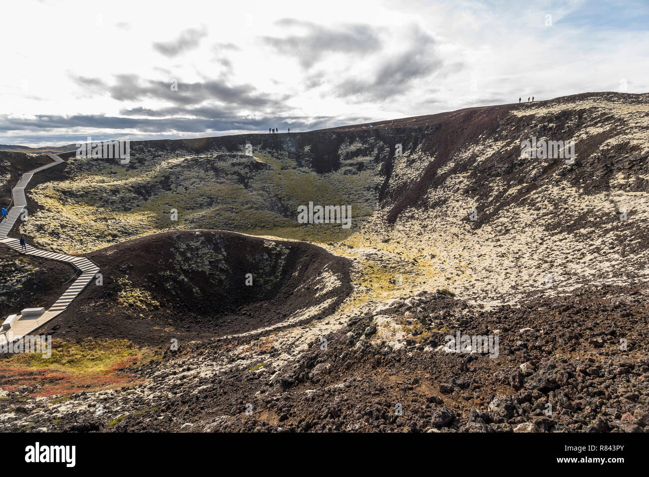 Grabrok volcano crater, ring road Iceland Stock Photo - Alamy