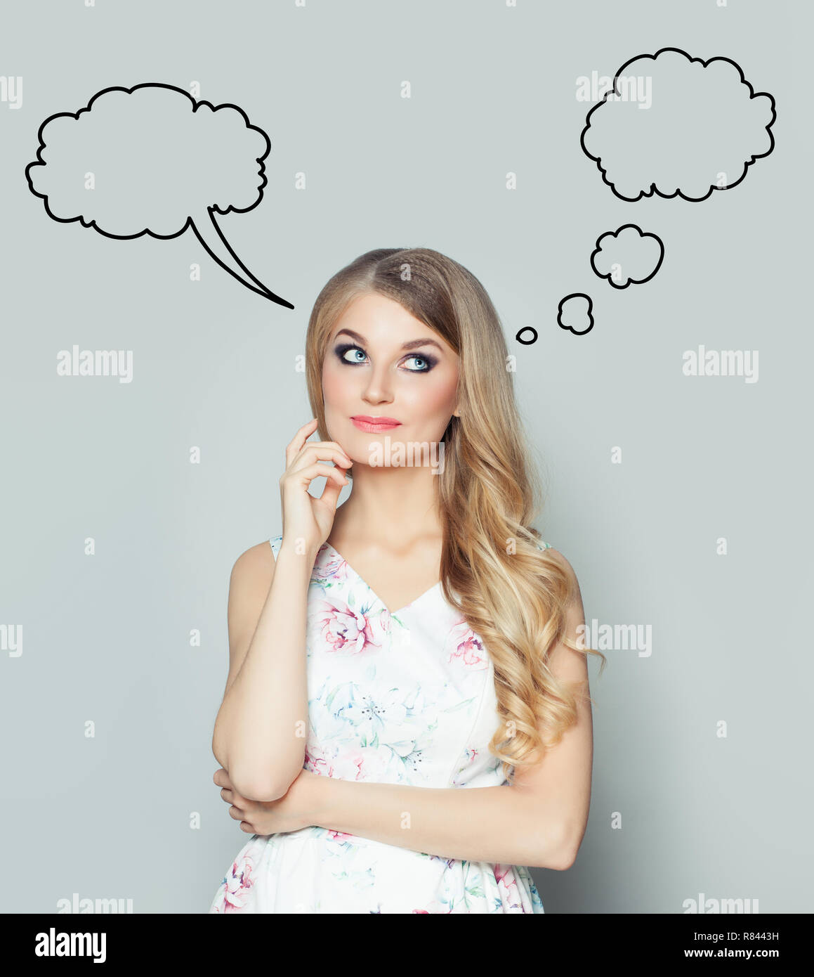 Woman thinking bubble blonde hi-res stock photography and images - Alamy
