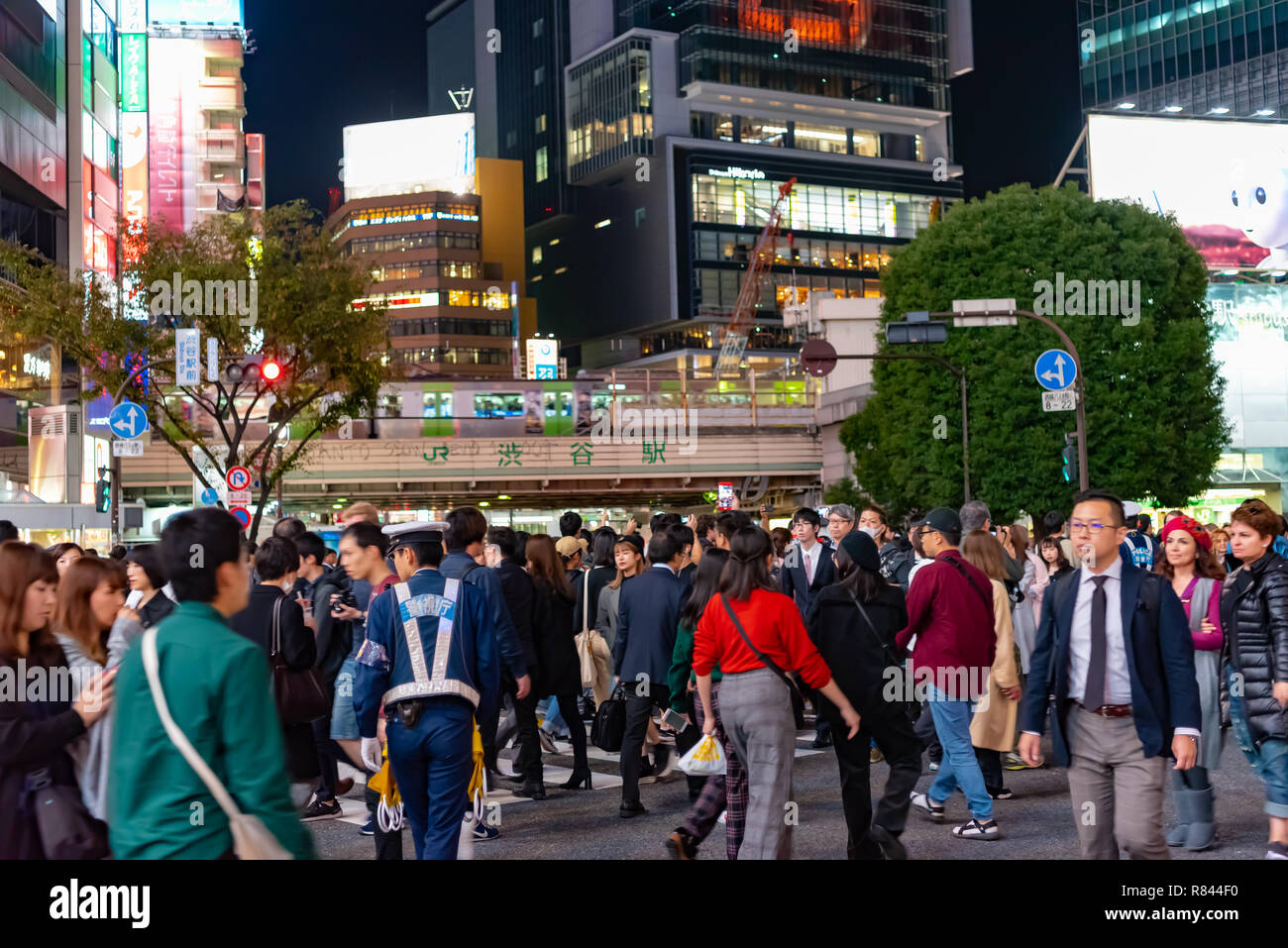 Pedestrians crosswalk at Shibuya district in Tokyo, Japan. Shibuya ...