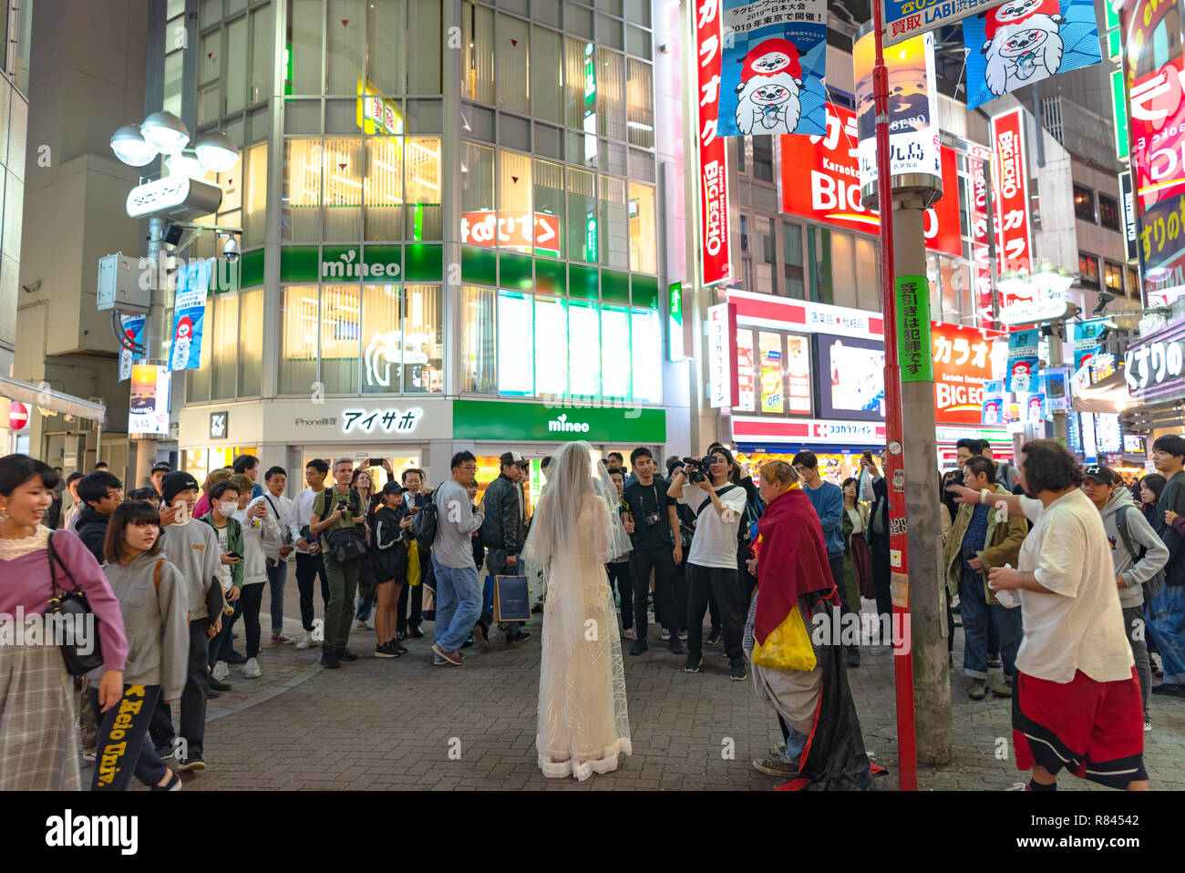 Shibuya Halloween in 2018. Costume revelers at Shibuya district during ...