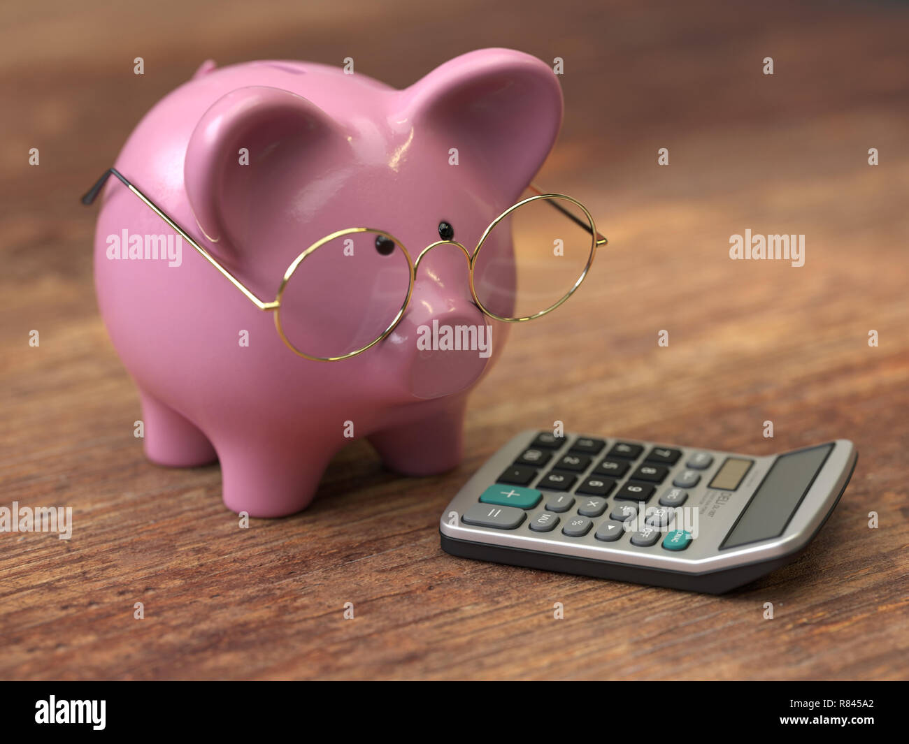 piggy bank with coins and Calculator,3d rendering,conceptual image ...