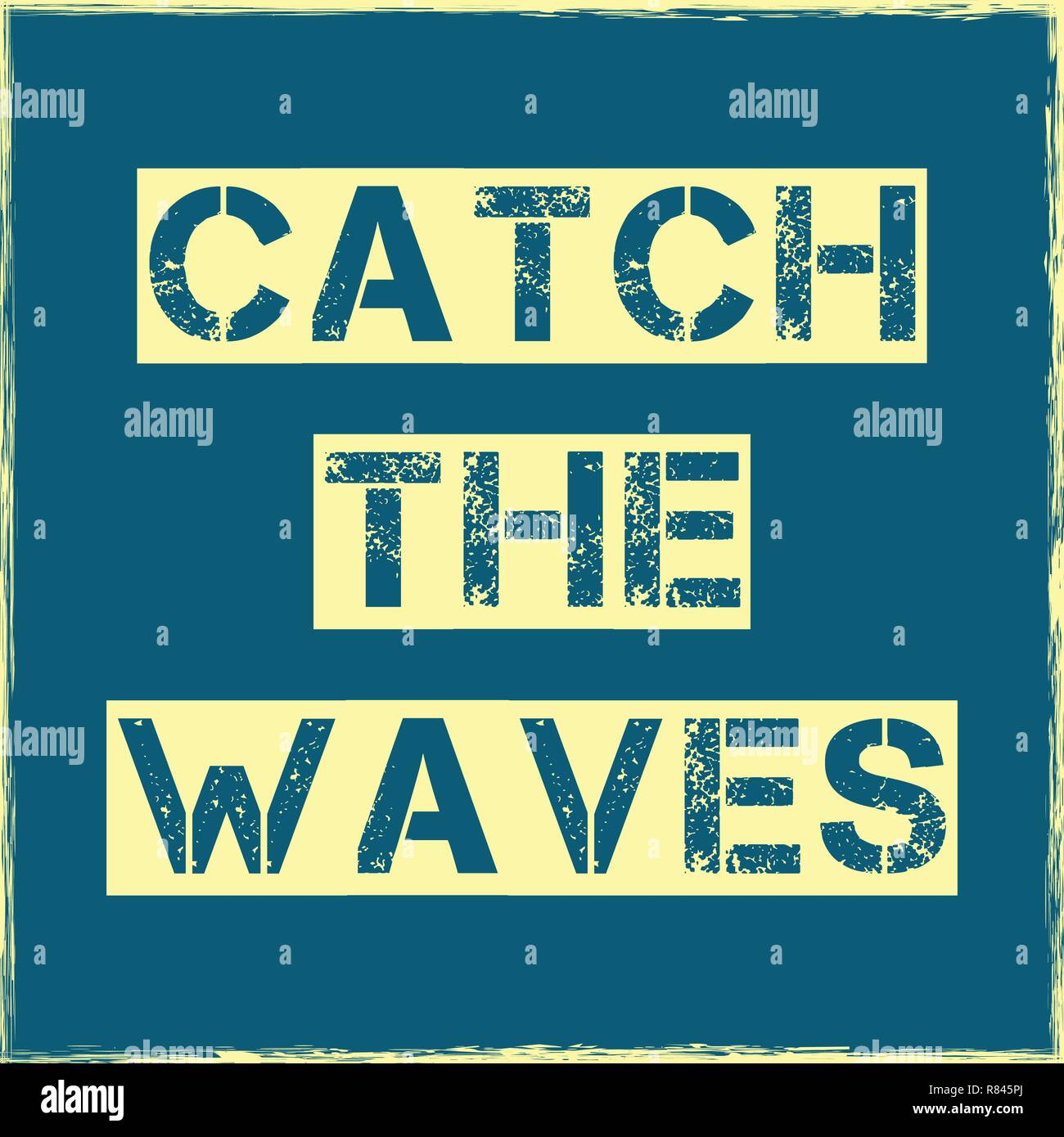 Catch the waves slogan Vector illustration T shirt design Stock Vector ...