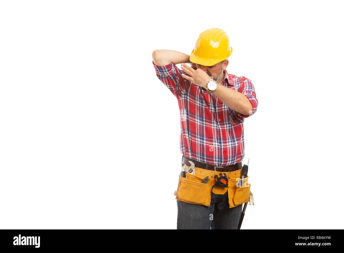 Sweaty construction worker Cut Out Stock Images & Pictures - Alamy