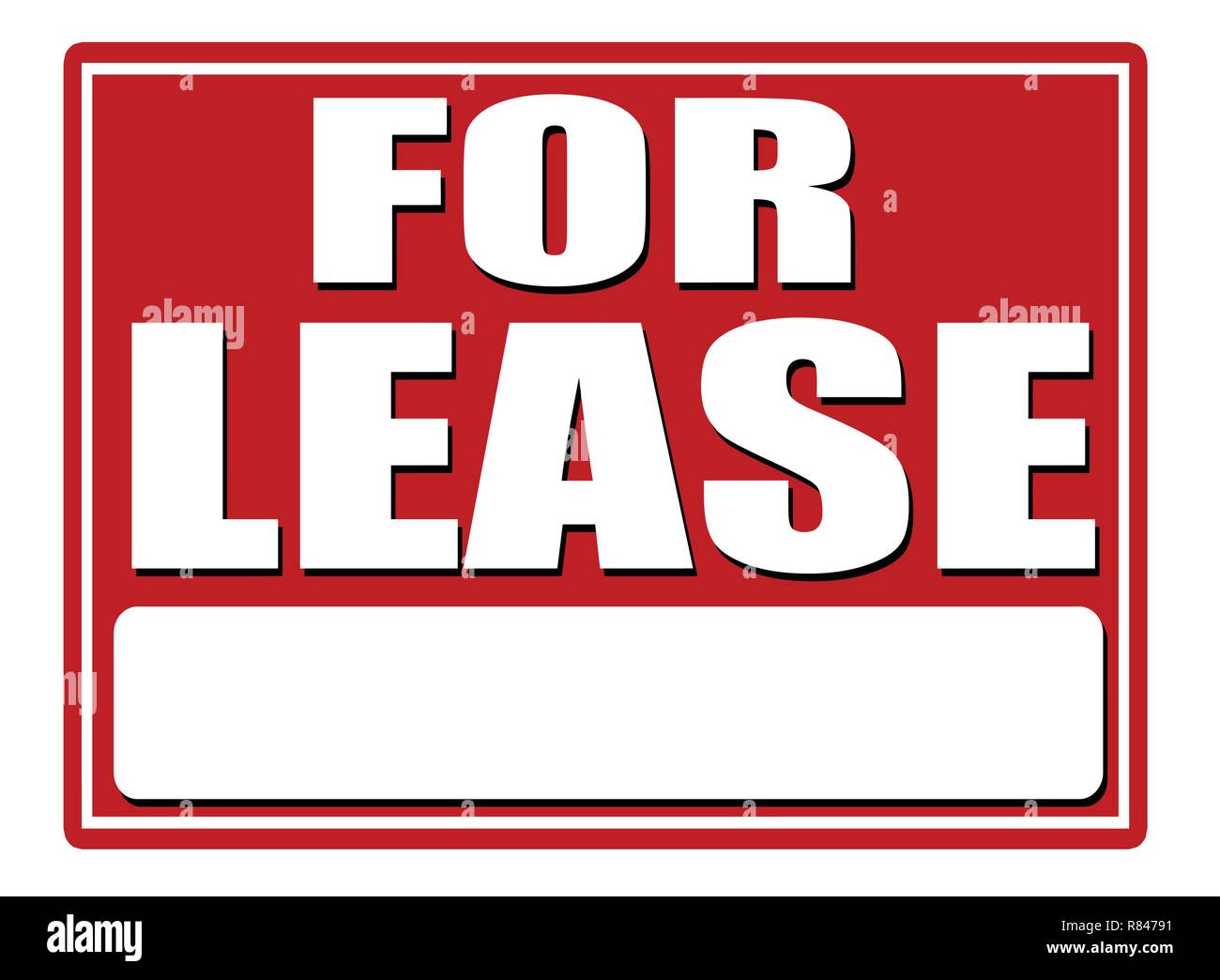 For lease red sign with copy space isolated on a white background ...