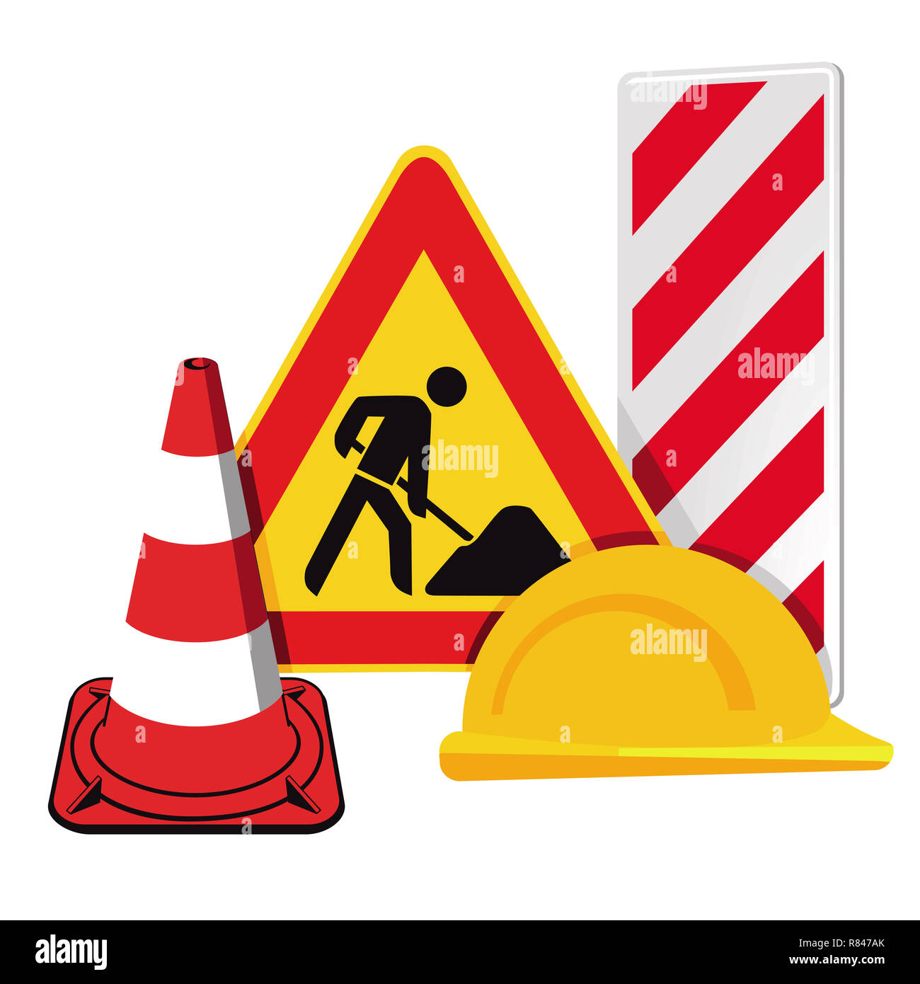 Construction site shut-off, traffic warning, warning signs Stock Photo ...
