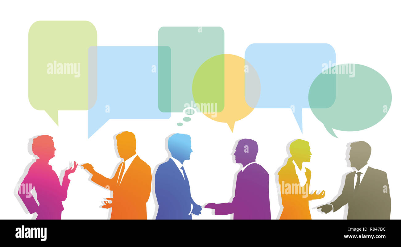 Question and Answer Speech bubbles with group of people, illustration ...