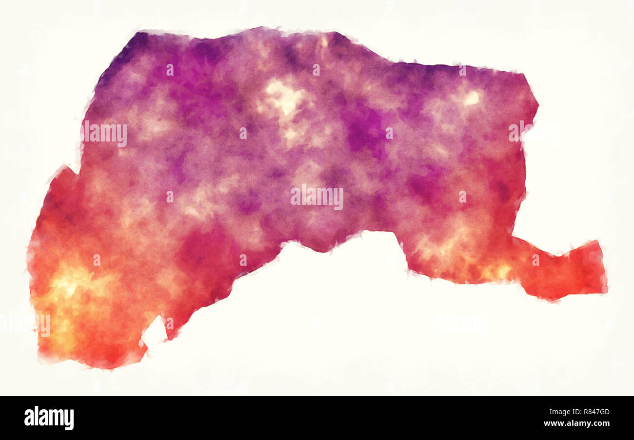 Yunlin County watercolor map of Taiwan in front of a white background ...