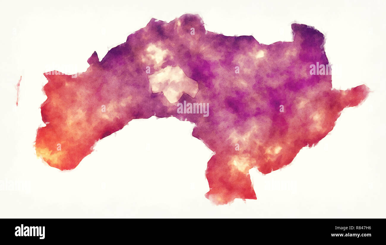 Chiayi County watercolor map of Taiwan in front of a white background ...