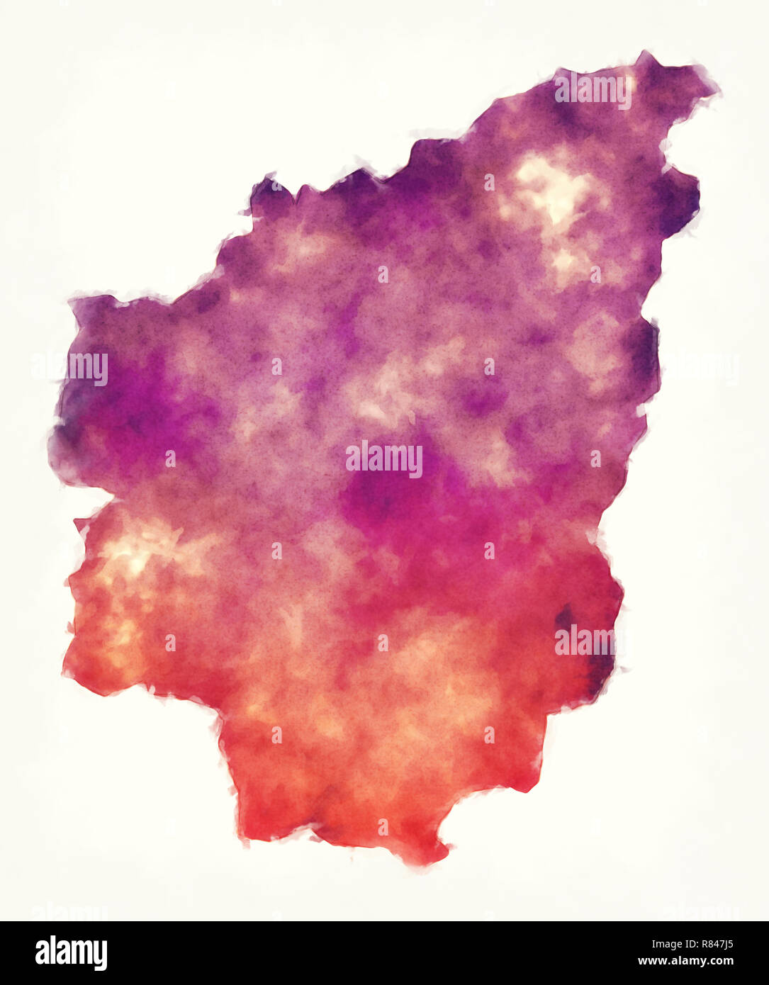 Nantou County watercolor map of Taiwan in front of a white background ...