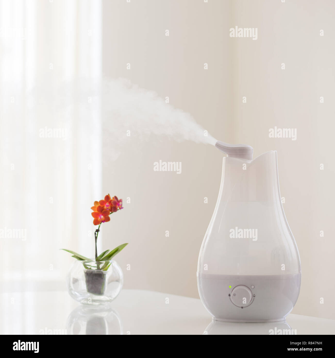 Humidifier spreading steam into the living room Stock Photo - Alamy