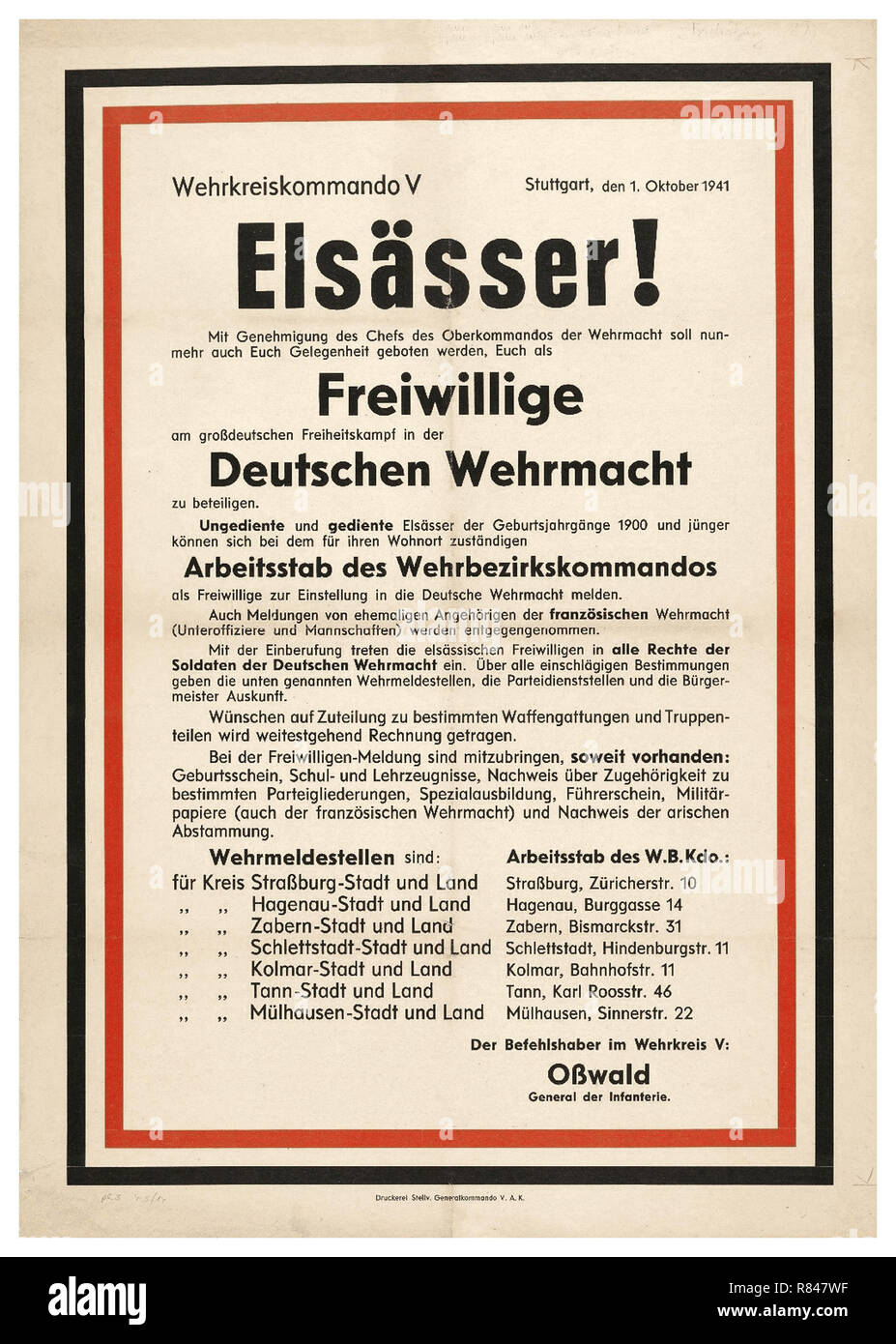 Vintage nazi german recruitment poster alsace hi-res stock photography ...