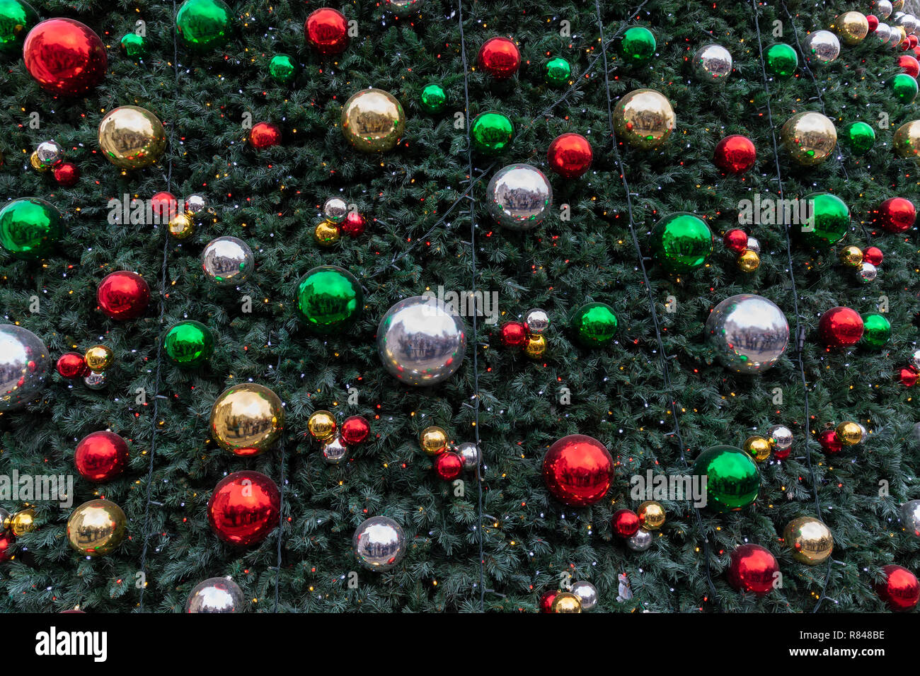 A detail of the big christmas tree posted in a central spot in Nazareth ...