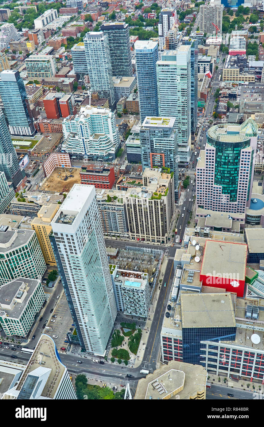 Breathtaking aerial view of Toronto downtown from the high altitude ...