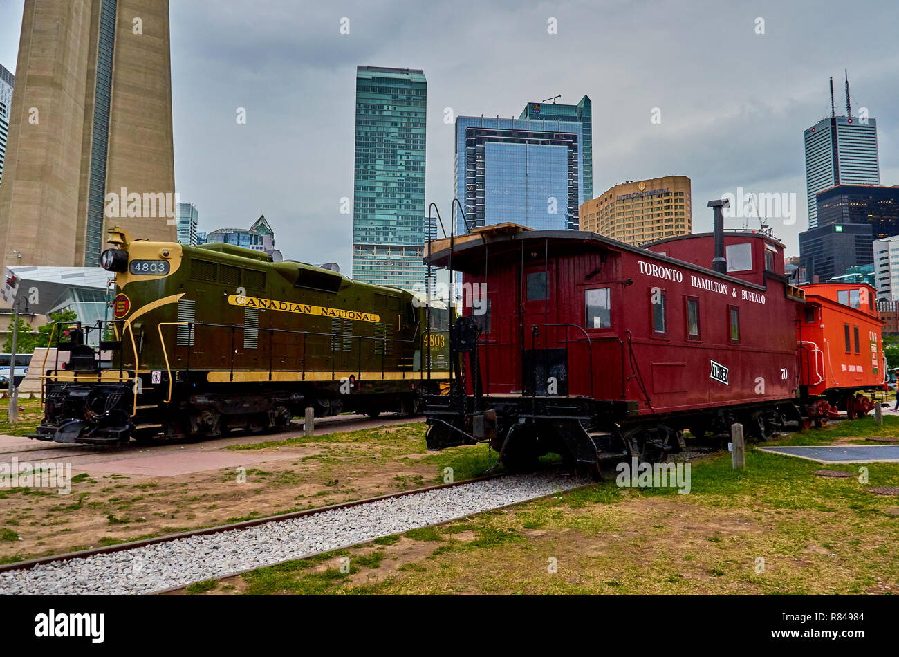 Old train at the National Rail Museum. On the side the inscription of ...