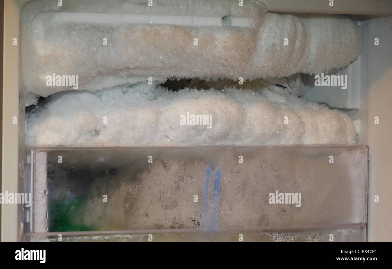 Iced Up Freezer. White Crystalline Ice. Aberdeen, Scotland, UK Stock ...