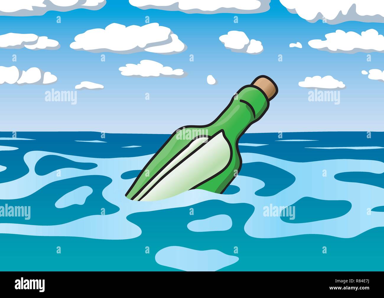 Cartoon message in bottle hi-res stock photography and images - Alamy