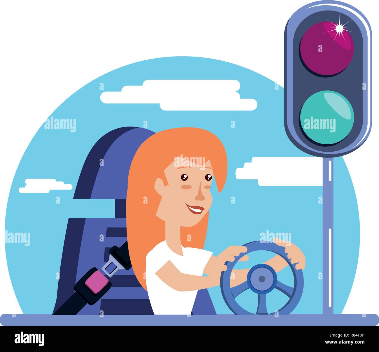 Girl driving car fast Stock Vector Images - Alamy