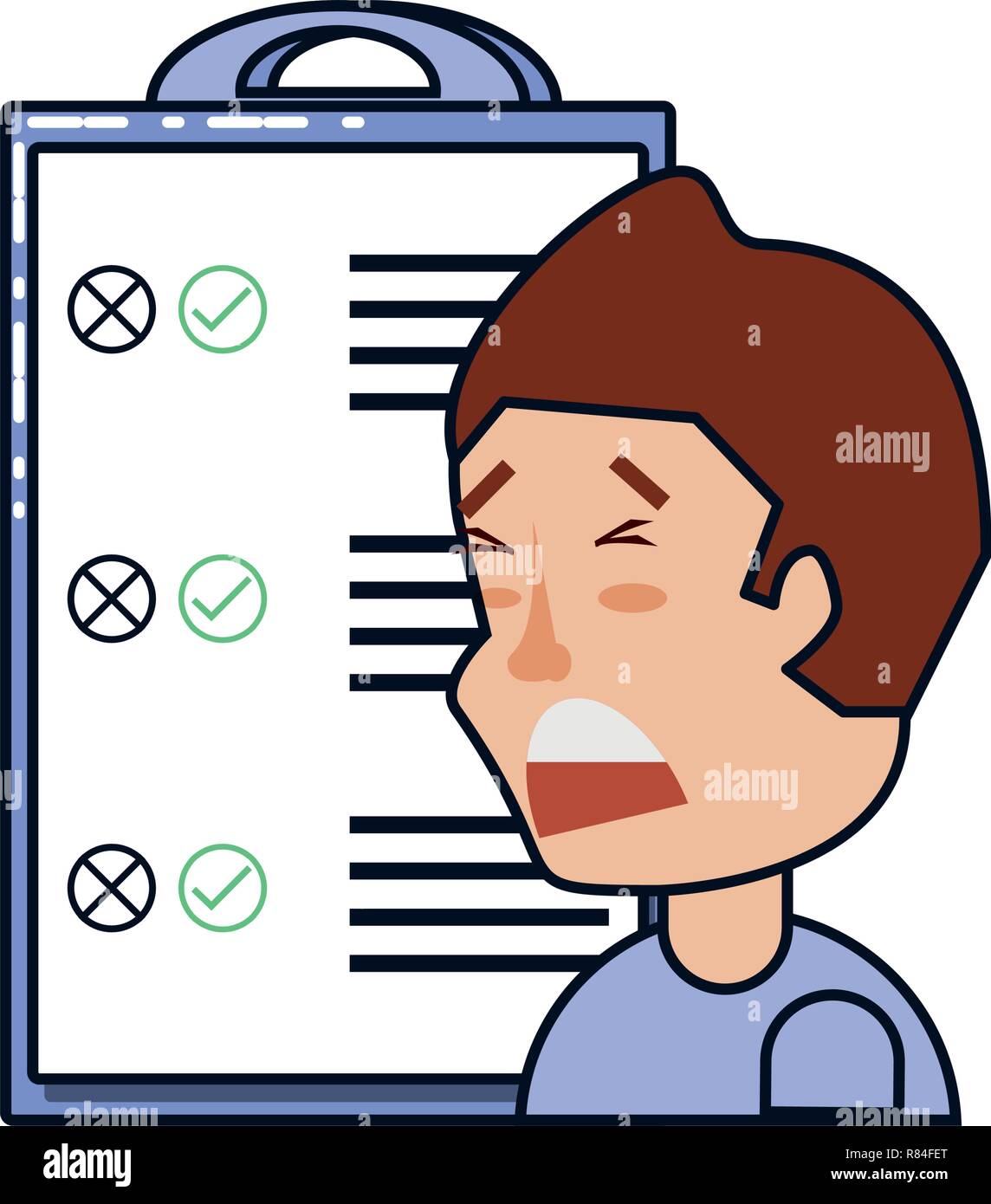 man sad with clipboard checklist isolated icon vector illustration ...