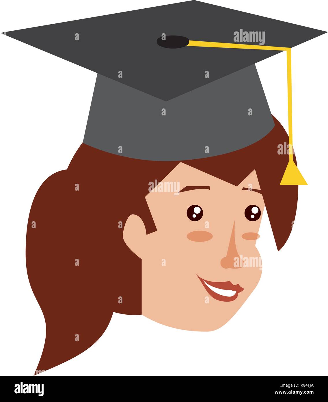 head of young woman with hat graduation vector illustration design ...