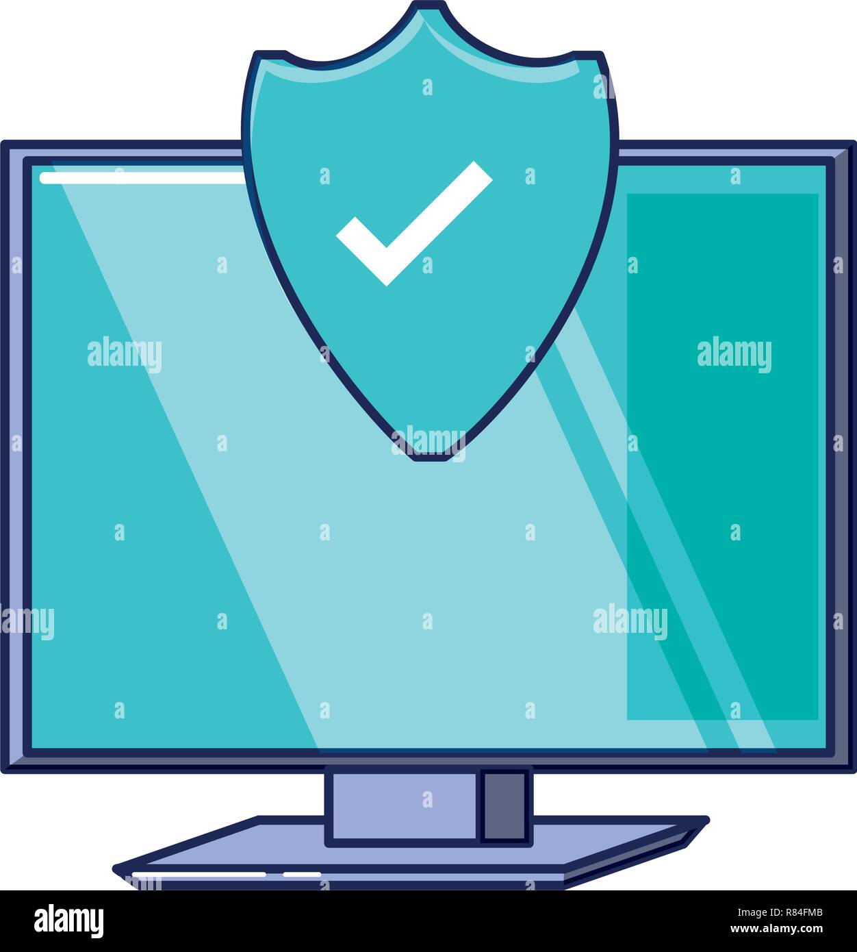 computer monitor with shield secure vector illustration design Stock ...