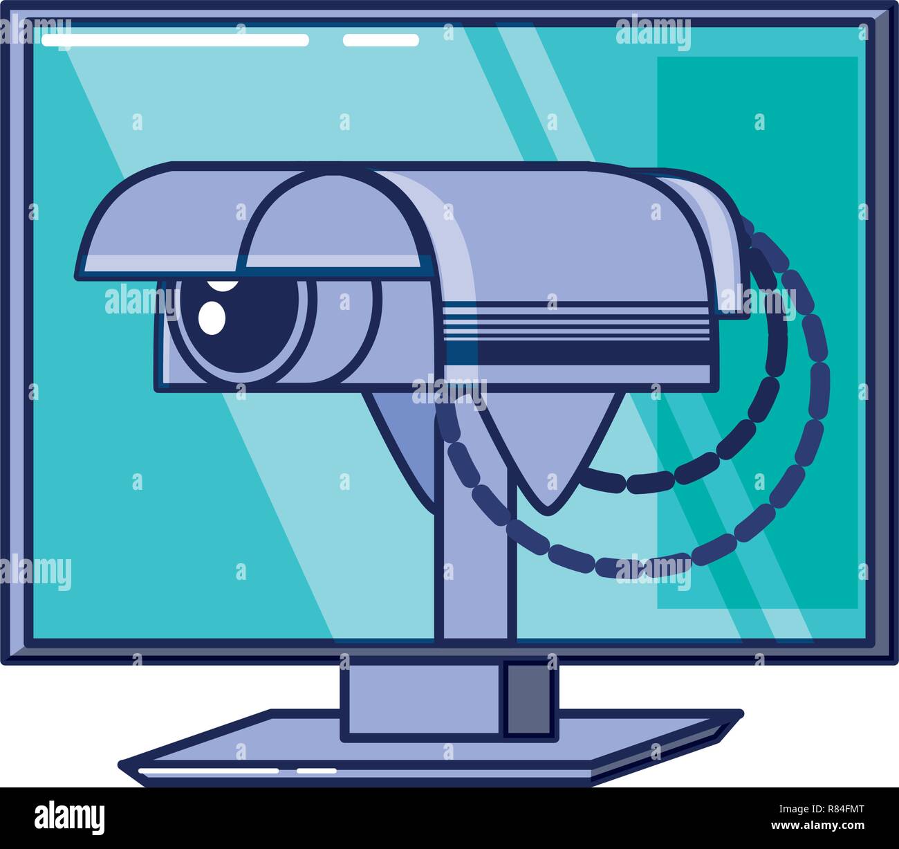 computer monitor with cctv camera vector illustration design Stock ...