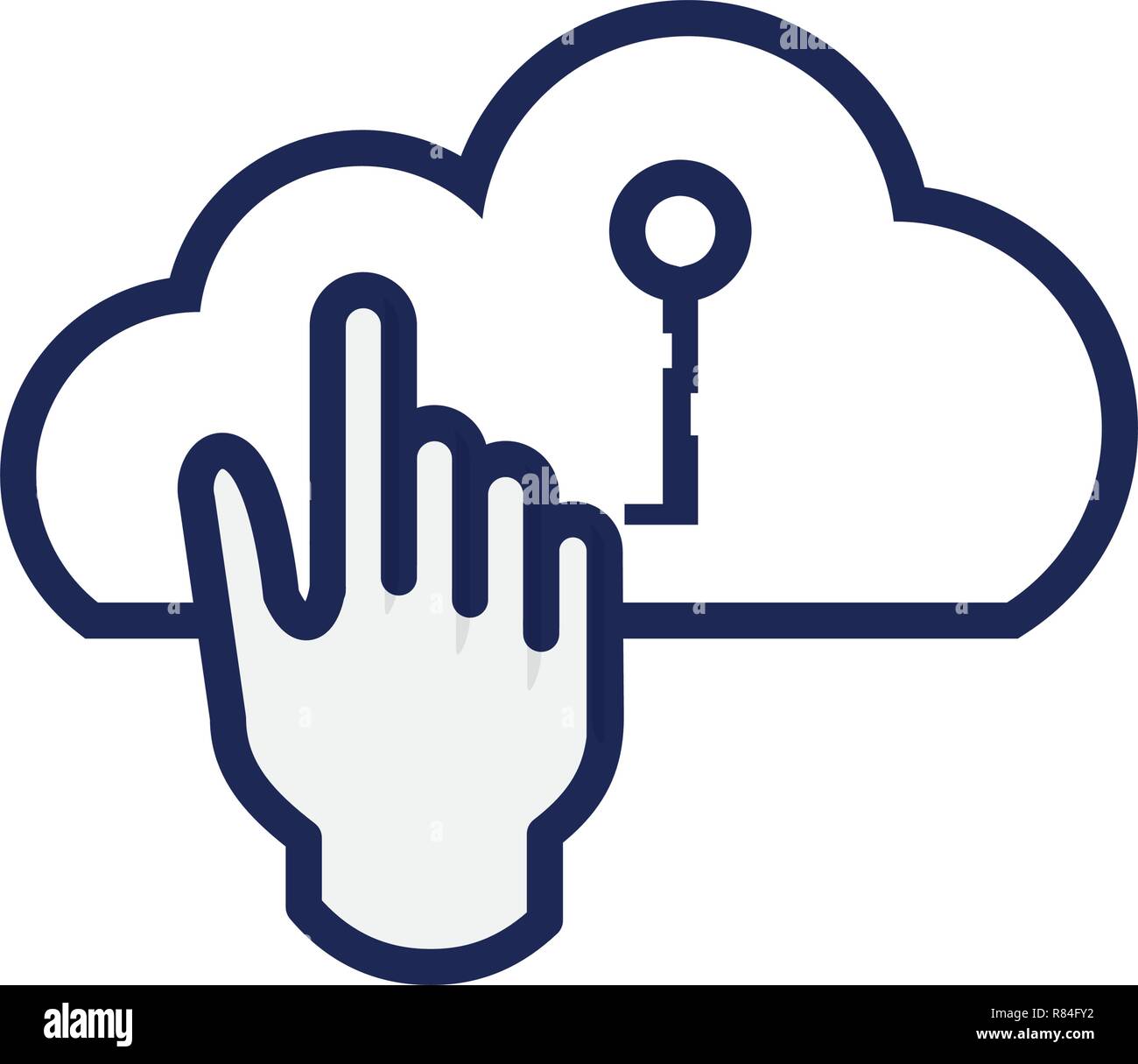 cloud computing with key and hand vector illustration design Stock ...