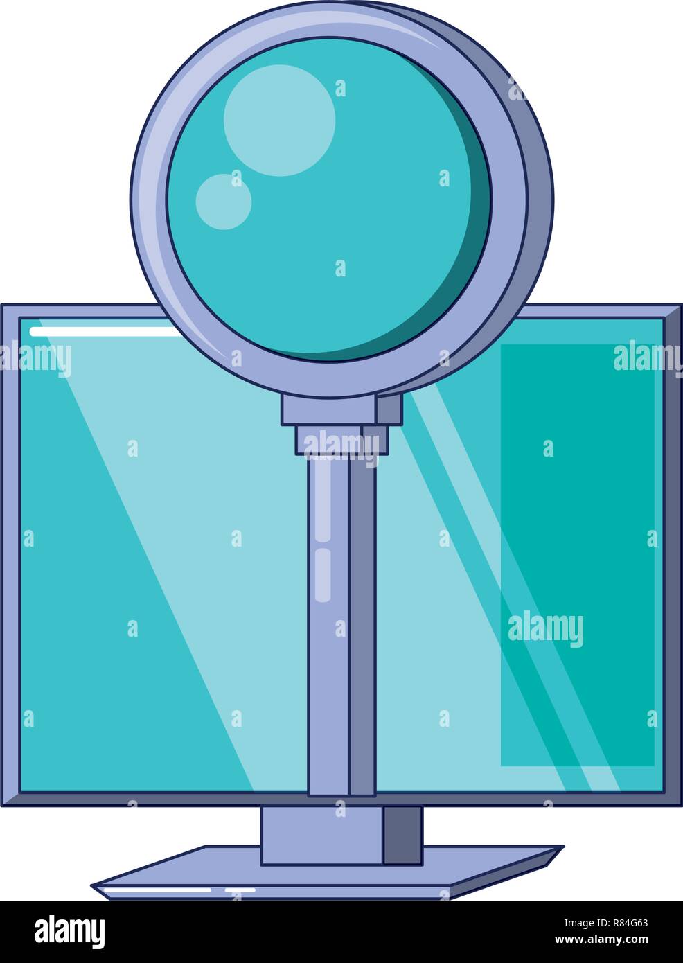 computer monitor with magnifying glass vector illustration design Stock ...