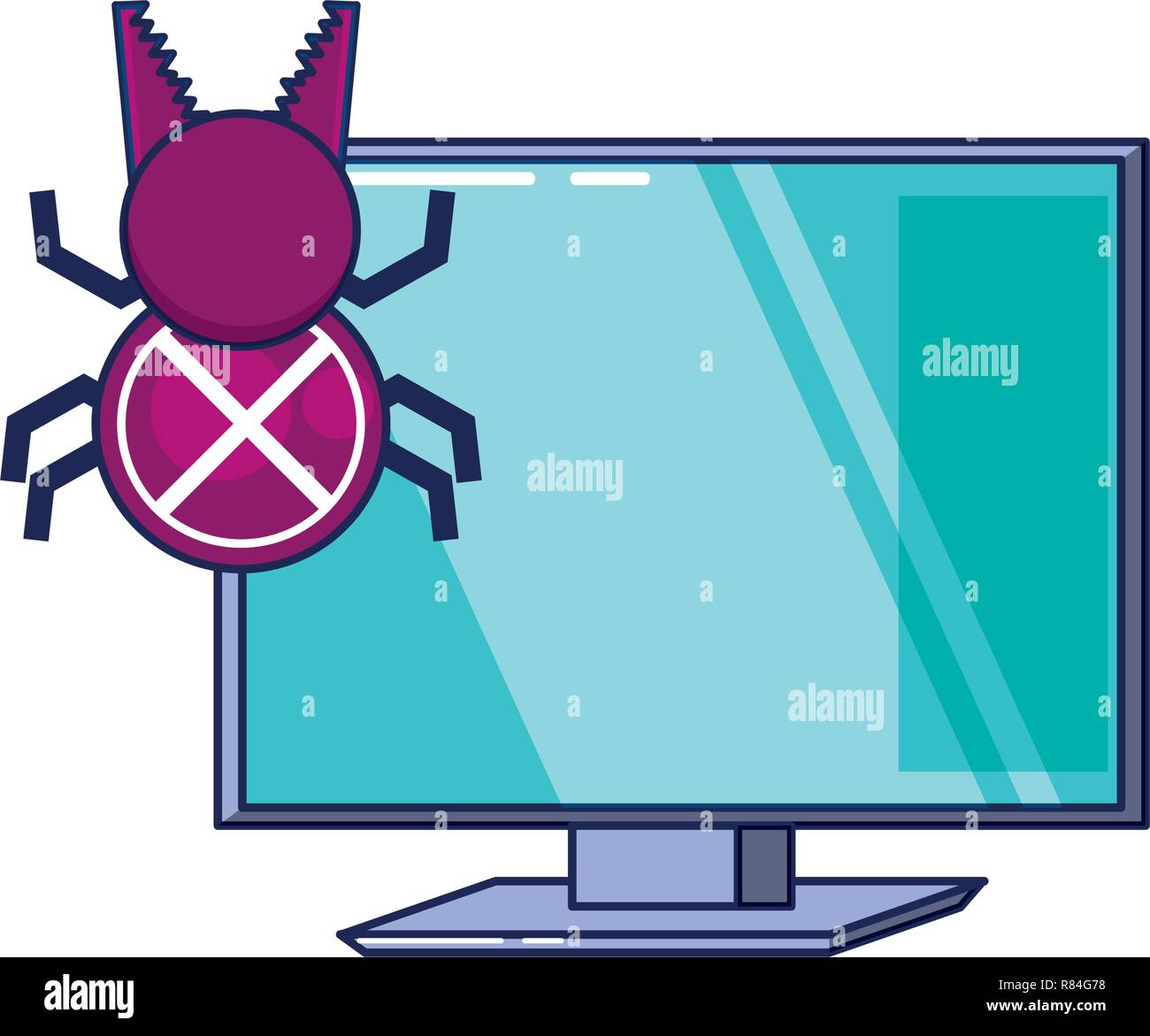 computer with bug virus infection icon vector illustration design Stock ...