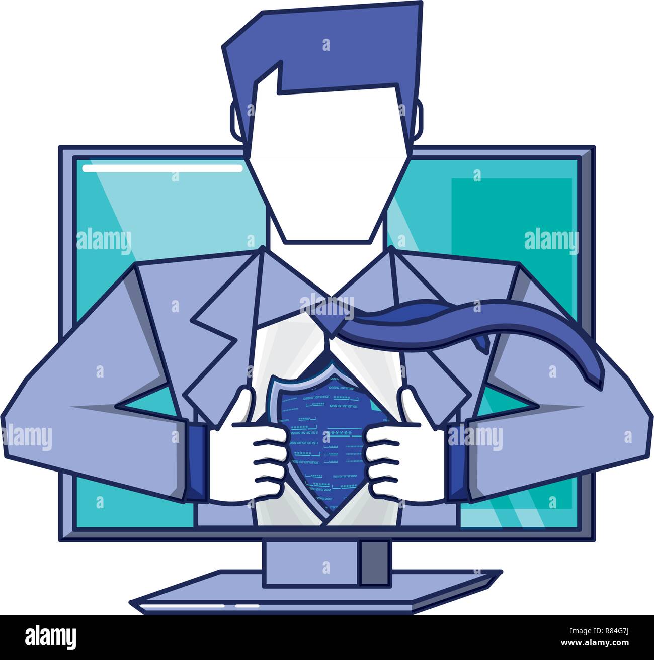 Cartoon Illustration Super Computer Hero High Resolution Stock ...