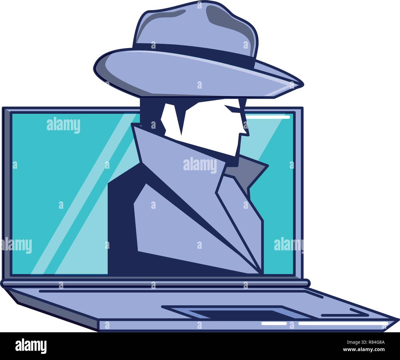 laptop with cyber security agent vector illustration design Stock ...