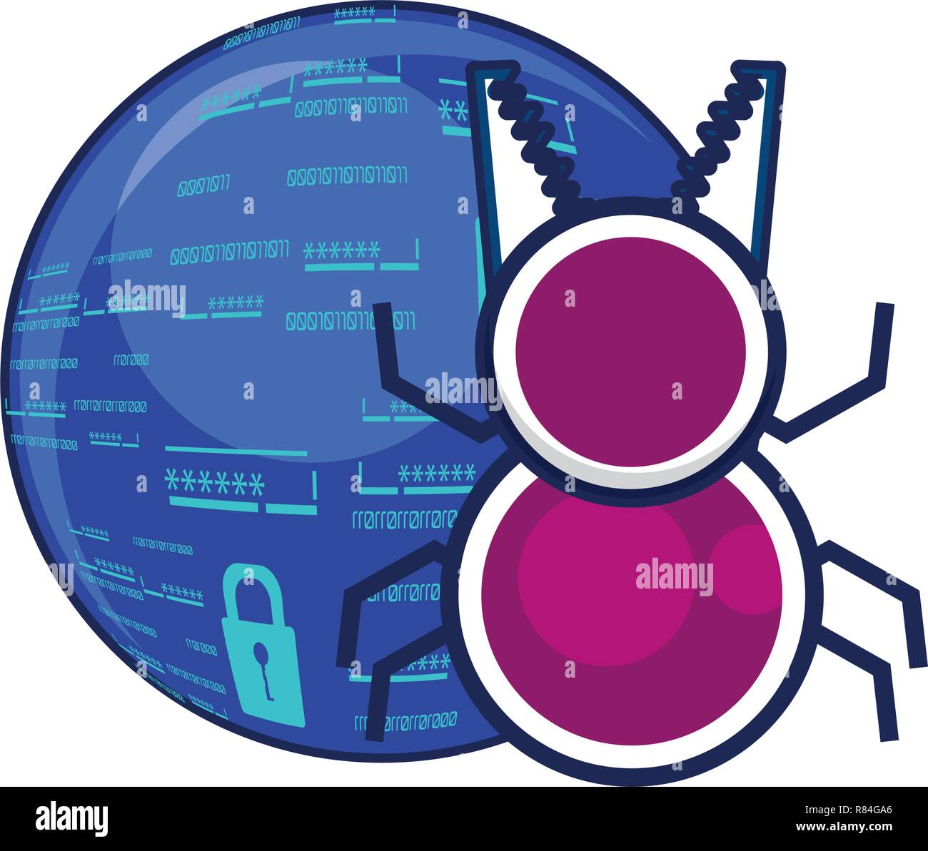 bug virus infection with planet vector illustration design Stock Vector ...