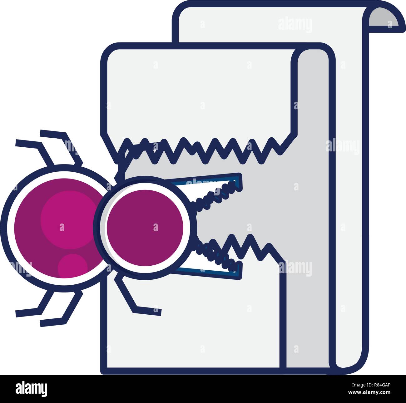 bug virus infection with document vector illustration design Stock ...