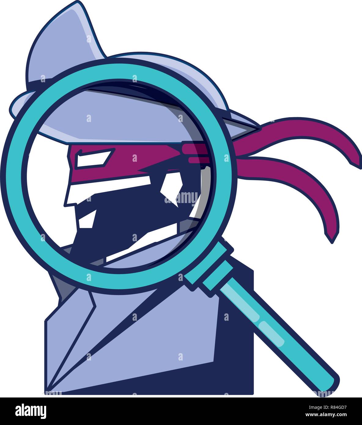 cybernetic pirate with magnifying glass vector illustration design ...