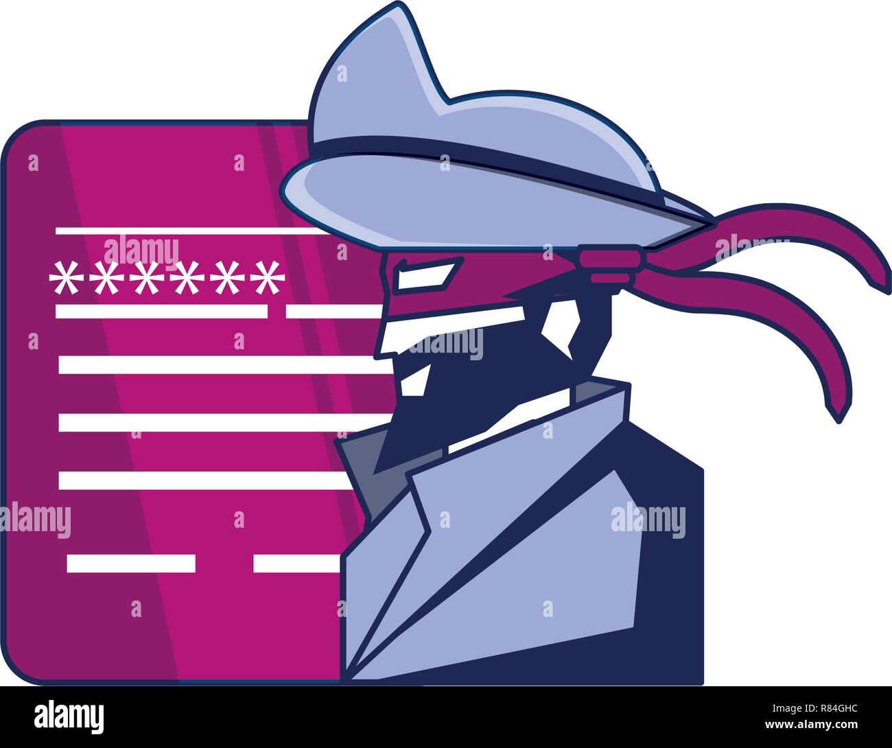 cybernetic pirate and document with password vector illustration design ...
