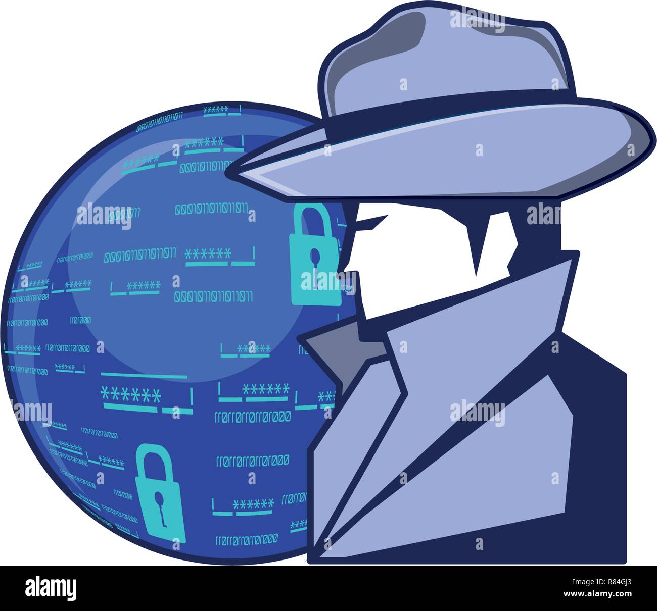 cyber security agent with sphere browser vector illustration design ...