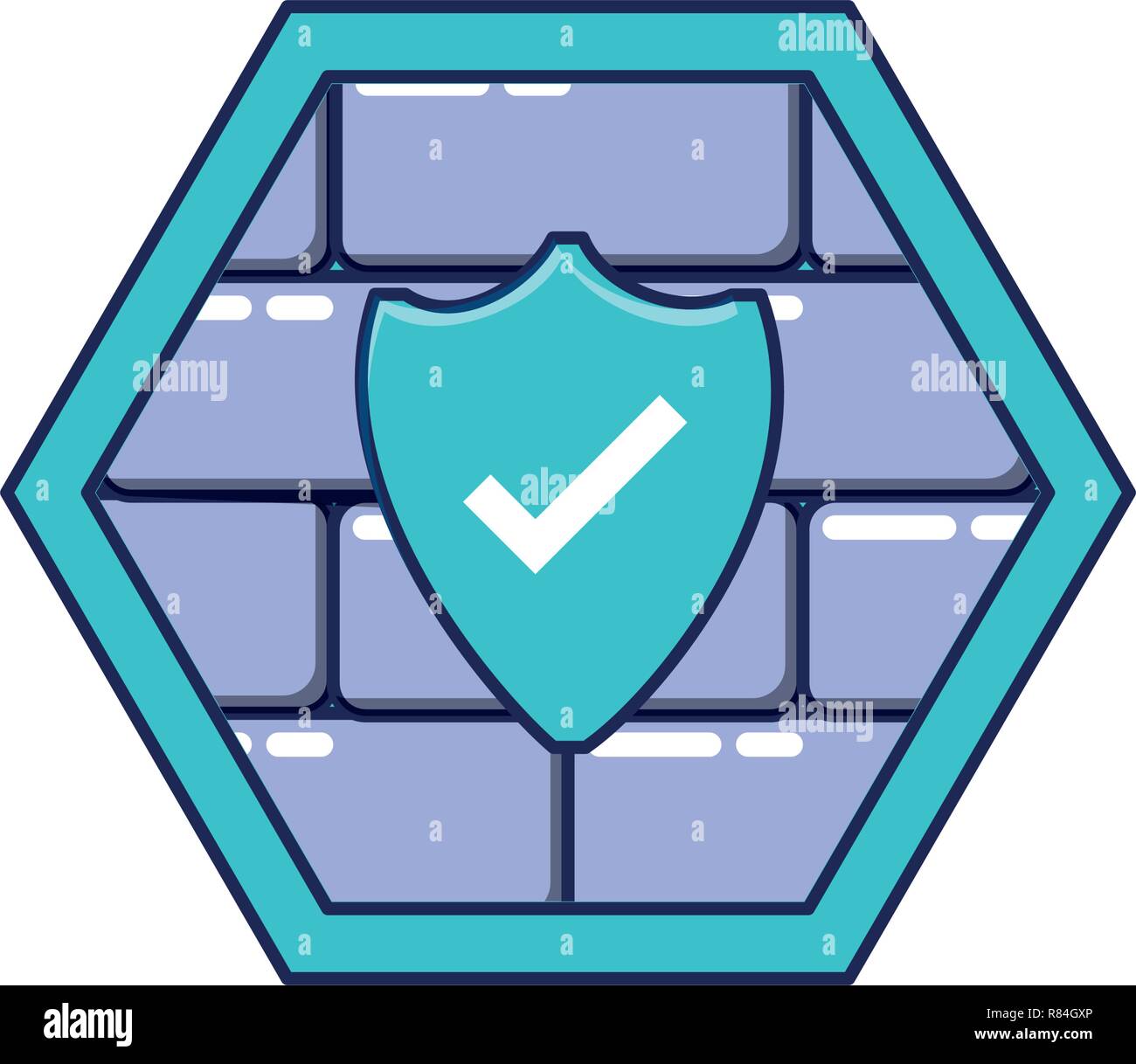 cyber security wall with shield vector illustration design Stock Vector ...