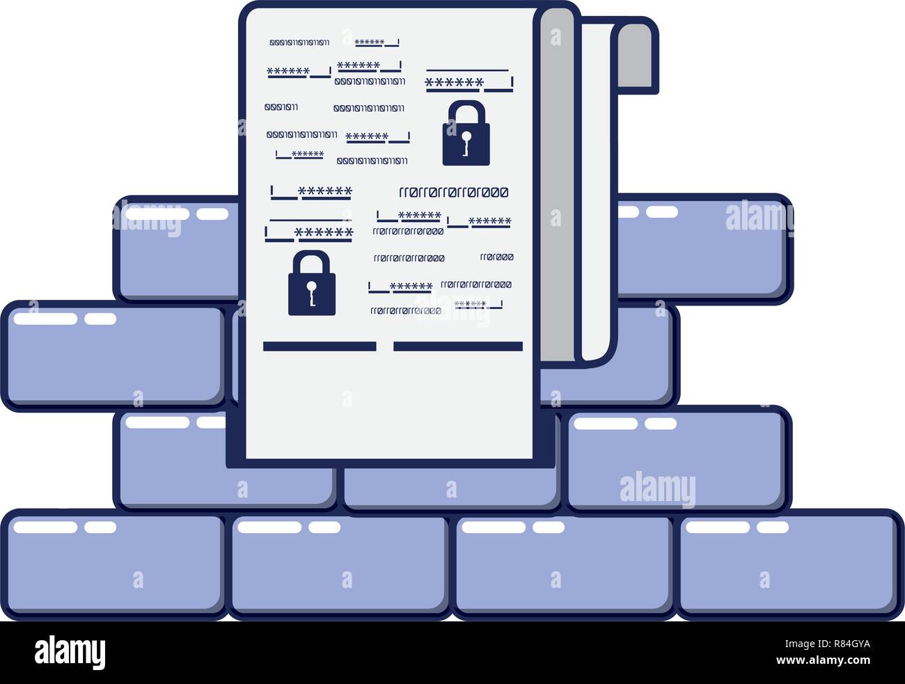cyber security wall with documents vector illustration design Stock ...
