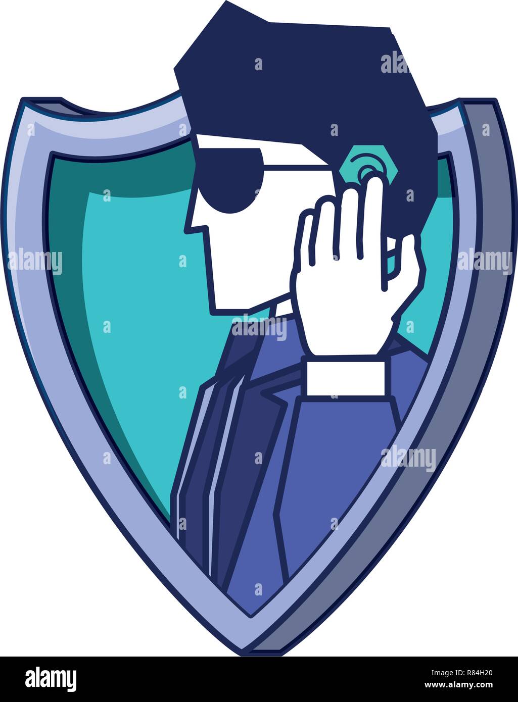 shield with cyber security agent vector illustration design Stock ...