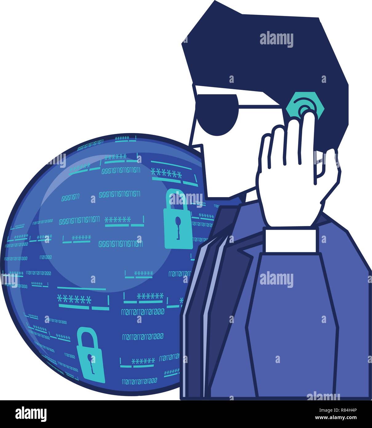 cyber security agent with planet vector illustration design Stock ...