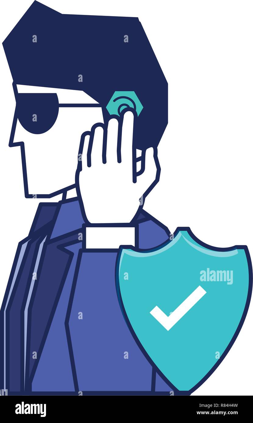 cyber security agent with shield vector illustration design Stock ...