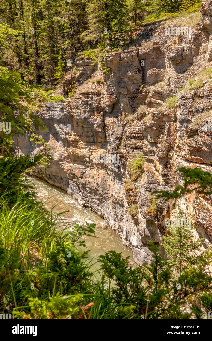 Maligne Canyon near Jasper, Jasper National Park, Alberta, Canada. The ...
